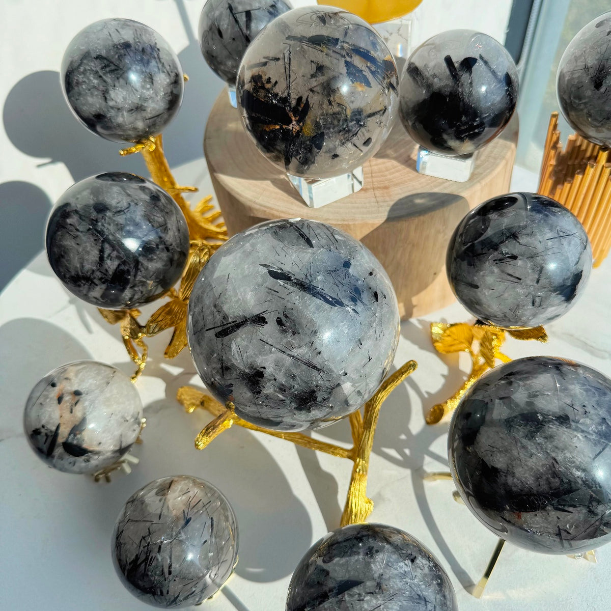 Natural Crystal Sphere Black Tourmaline Spheres Balls For Wholesale Price