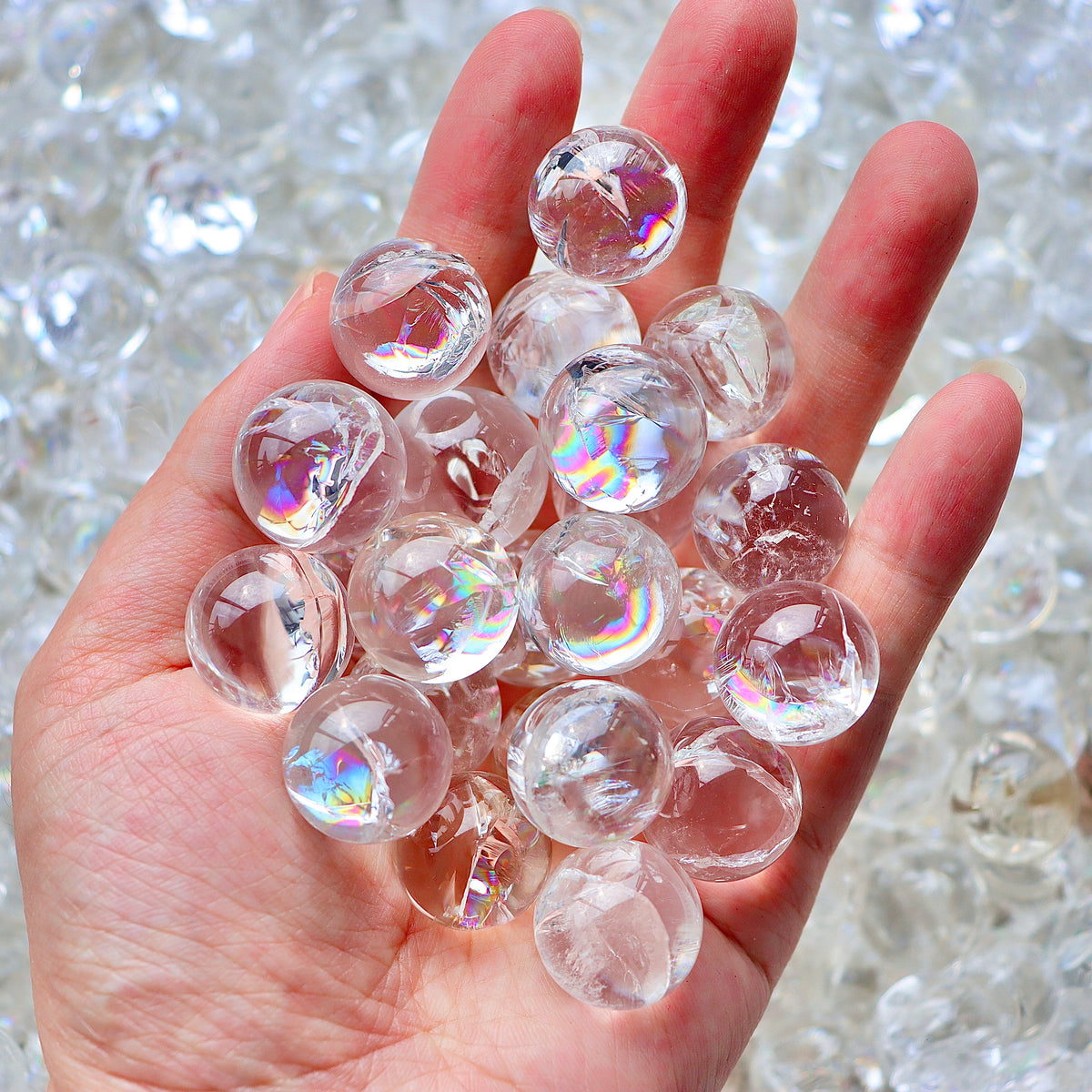 Crystal mini spheres - - rainbow clear quartz mini spheres for ...