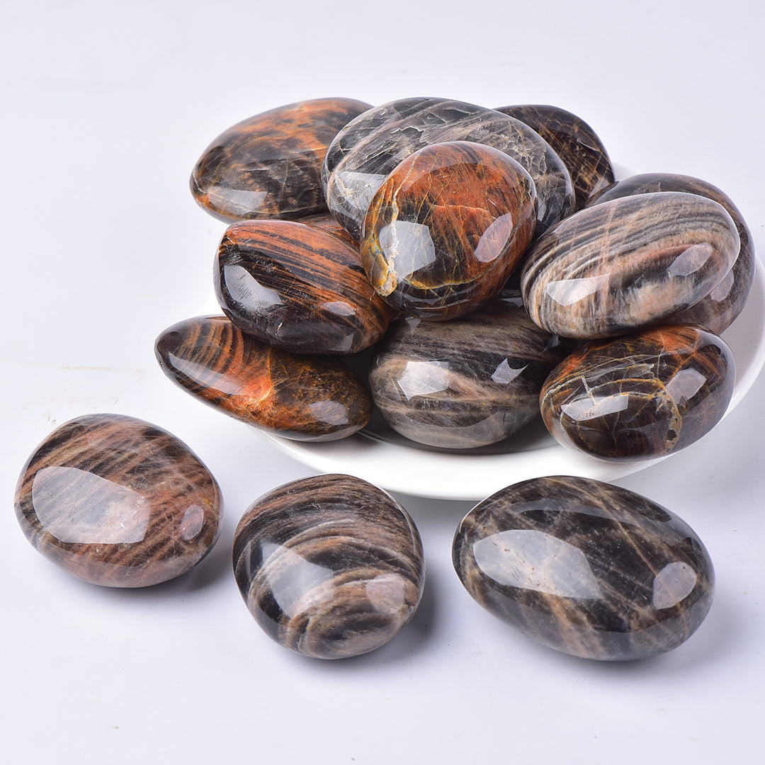 Crystal Palms Black Moonstone Palms Stone For Wholesale Price